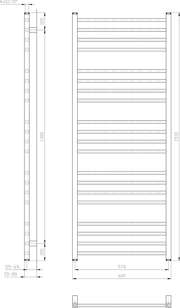 Sapho METRO otopné těleso 600 x 1510 mm bílá IR420T