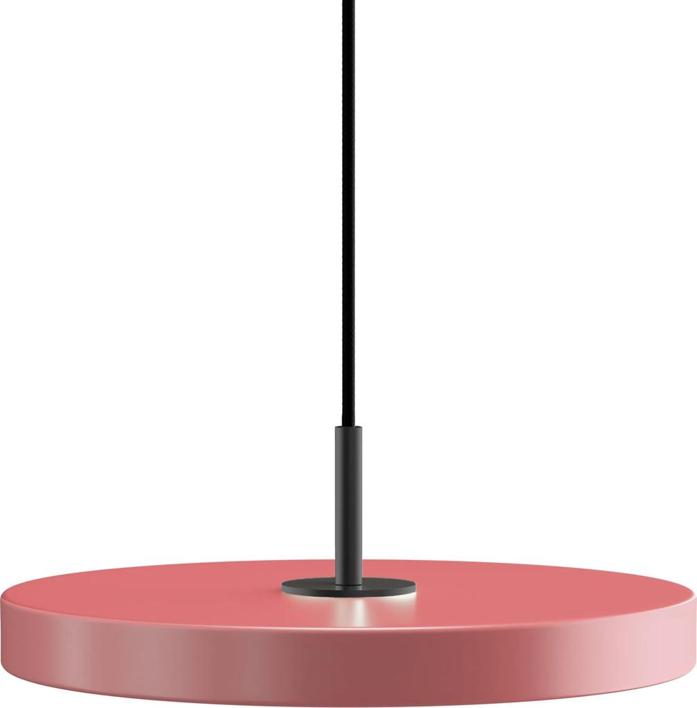 Závěsná lampa Asteria Mini s černým držákem růžová