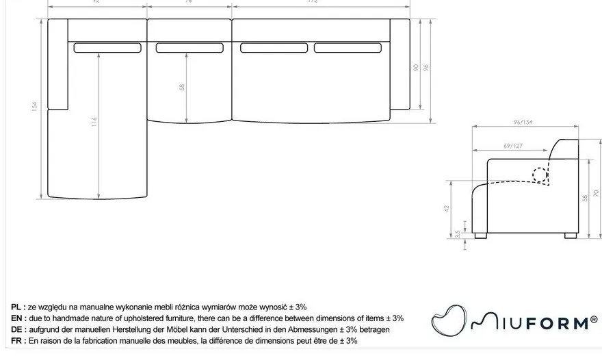 Světle šedá rohová pohovka (levý roh) Flex Felix – Miuform