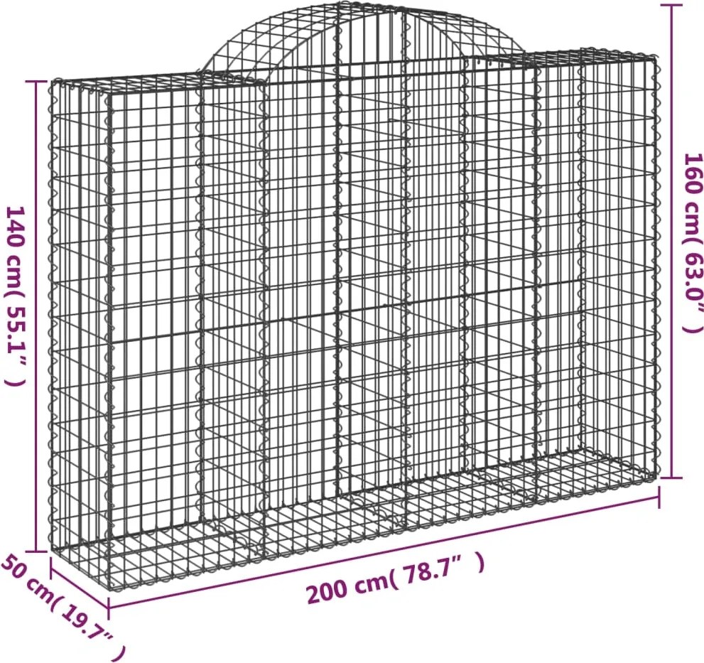 Klenuté gabionové koše 13ks 200x50x140/160cm pozinkované železo 3146373
