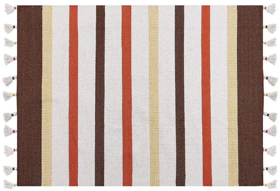 Bavlněný koberec 140 x 200 cm hnědý/ béžový HISARLI Beliani