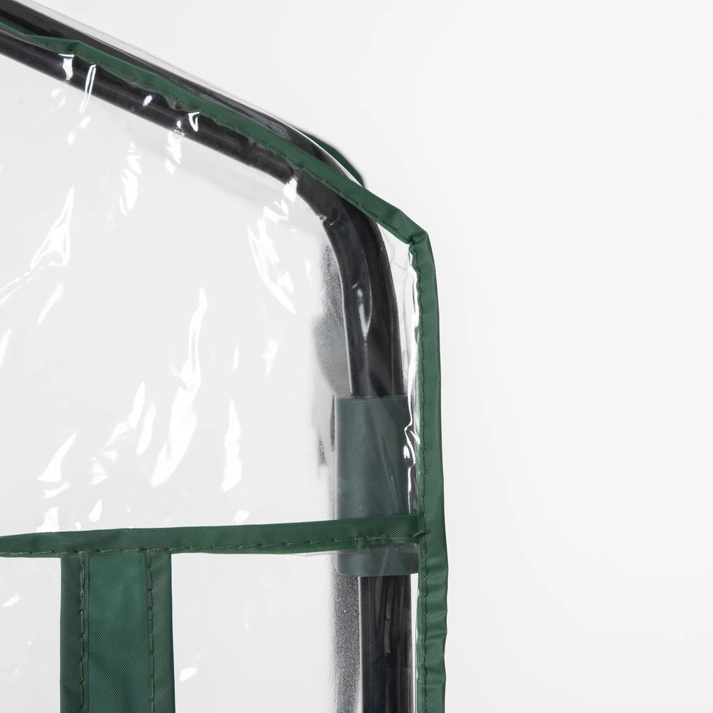 Fóliový skleník Outsunny s 5 policemi, mini skleník pro květiny a zeleninu, zelený průhledný 69x49x193cm