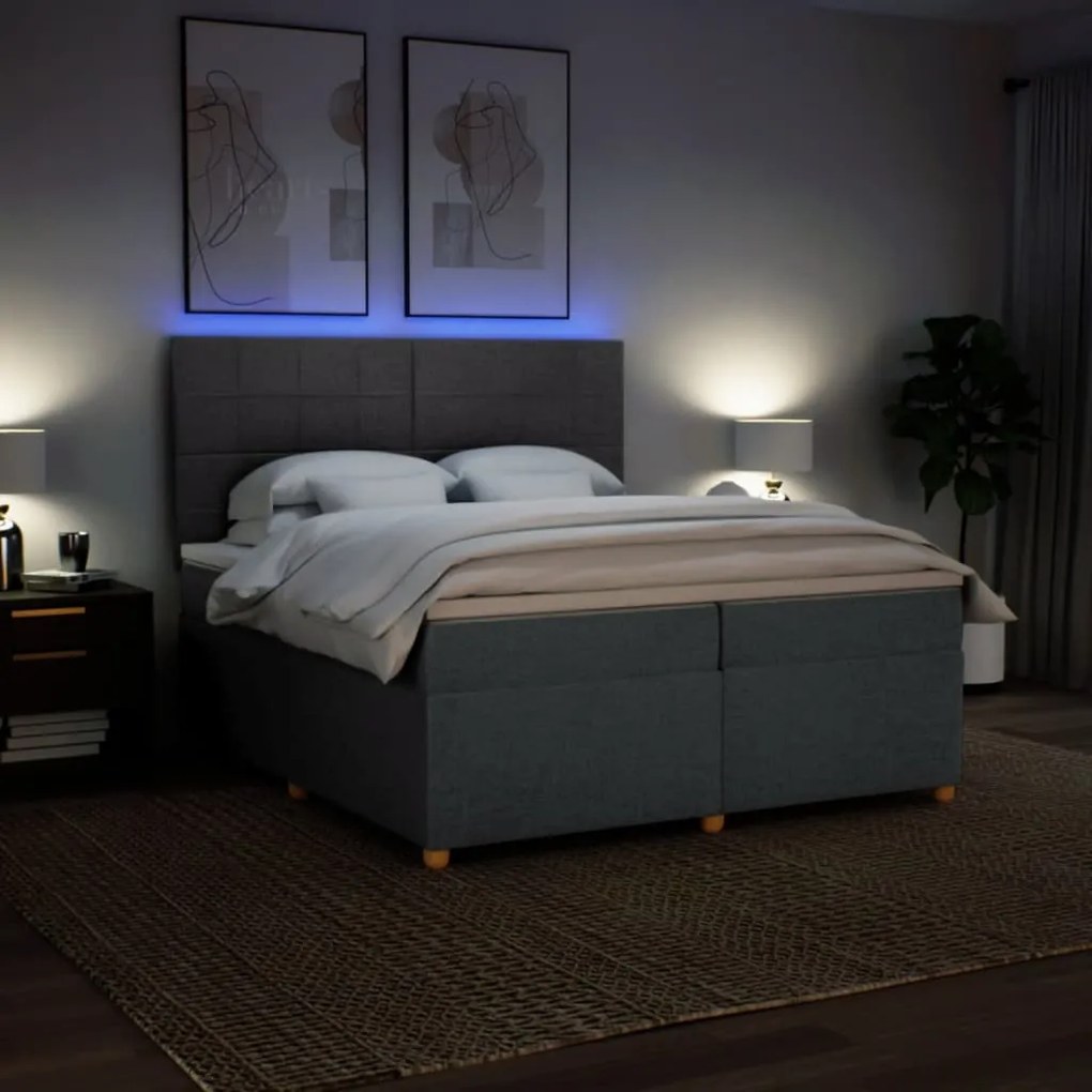 Box spring postel s matrací tmavě šedá 200x200 cm textil 3293688