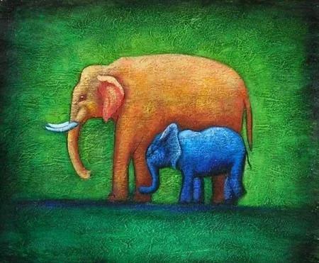 Dva sloni - 50 x 60 cm