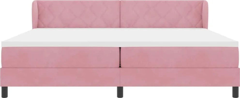 Postel s boxspringem s čelo Růžová 200 x 200 cm samet 3340465