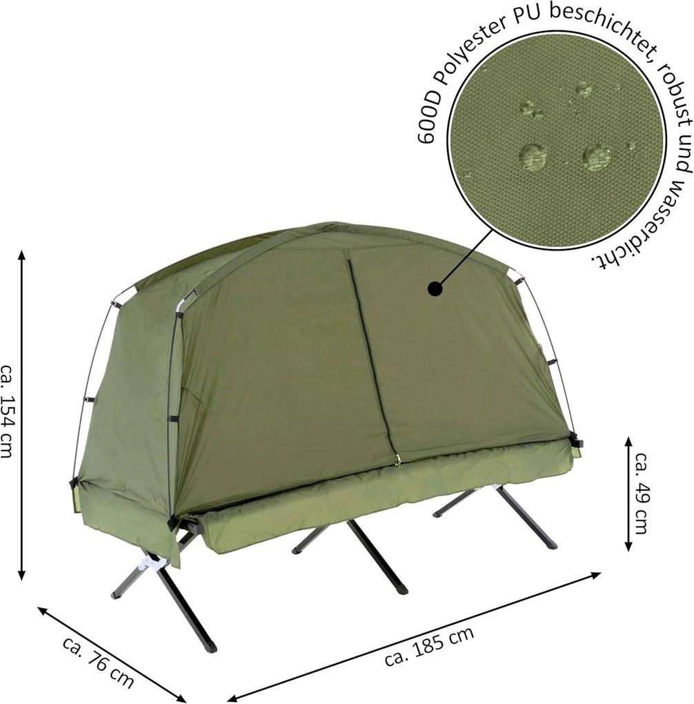 E-CrossStu GmbH​  Kempinkové lehátko se stanem 190 x 80 cm  600D  |zelená, Barvy a parametry Zelená