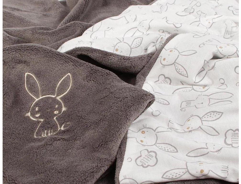 Kaarsgaren Dětská deka Wellsoft bavlna 100 x 70 cm Šedá/zajíc