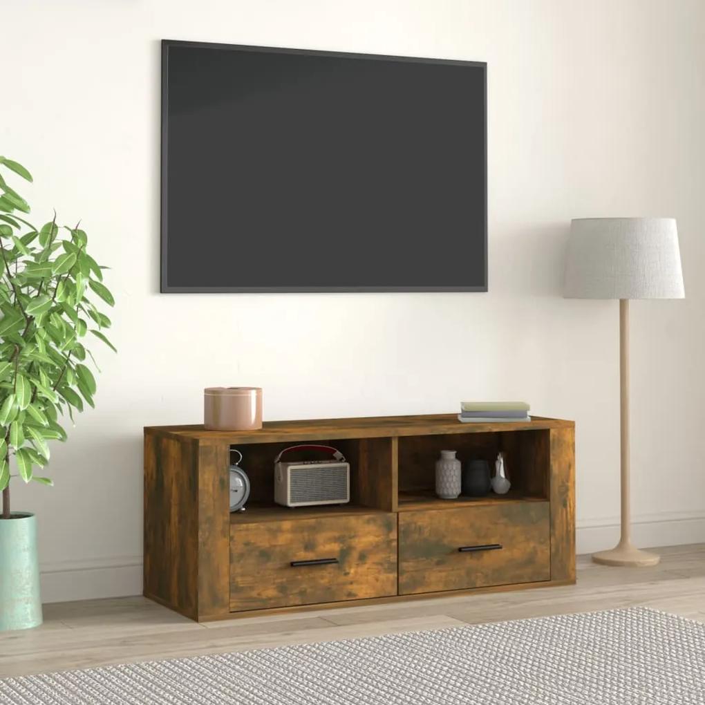 TV skříňka kouřový dub 100 x 35 x 40 cm kompozitní dřevo - Default Title