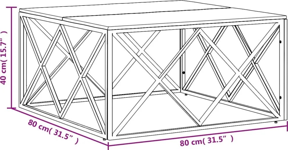 vidaXL Konferenční stolek nerezová ocel a recyklované dřevo [349973] Barva: Stříbrná