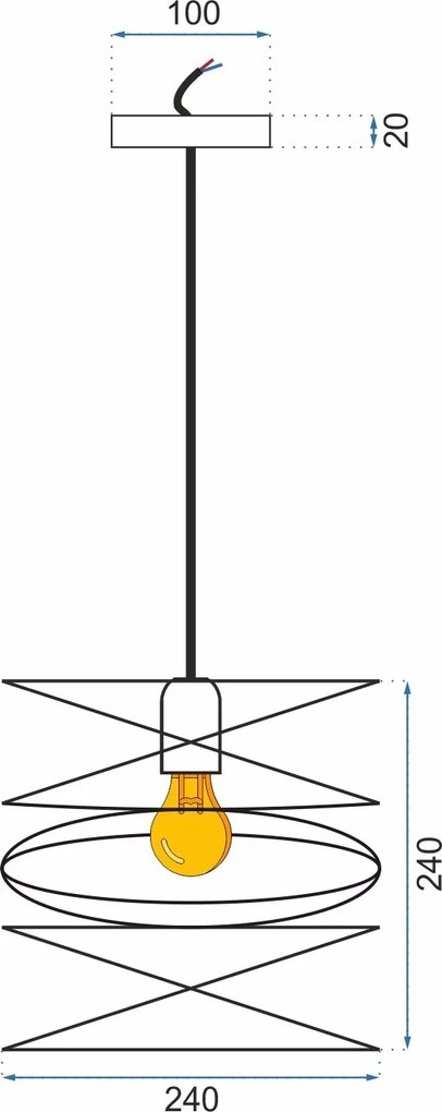 Toolight, Závěsné kovové stropní svítidlo Loft APP201-1CP, černá, OSW-00480