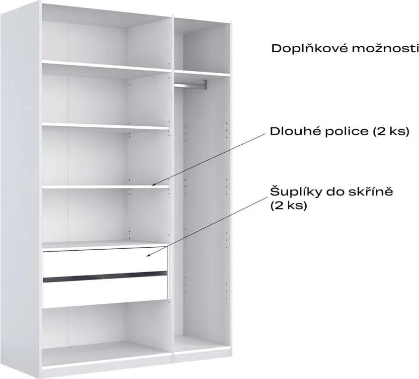 Skříň 3dv bez zrcadel, série N bílá Family