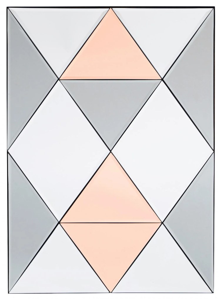 House Doctor Nástěnné zrcadlo Rhomb, oranžová barva, šedá barva, multi barva, sklo