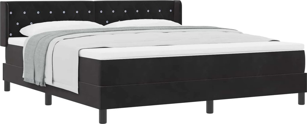 Postel s boxspringem s čelo Černý 200 x 180 cm samet 3341428