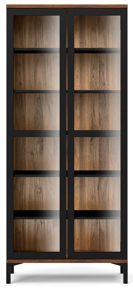 Černá/v přírodní barvě vitrína v dekoru ořechu 89x203x36 cm Roomers – Tvilum