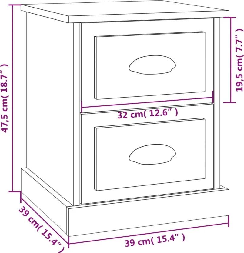 vidaXL Noční stolek 39 x 39 x 47,5 cm kompozitní dřevo [816158] Barva: dub sonoma