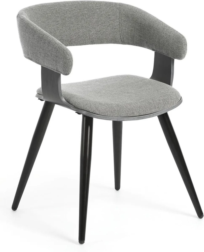 Světle šedá čalouněná jídelní židle LaForma Heiman s topolovou podnoží