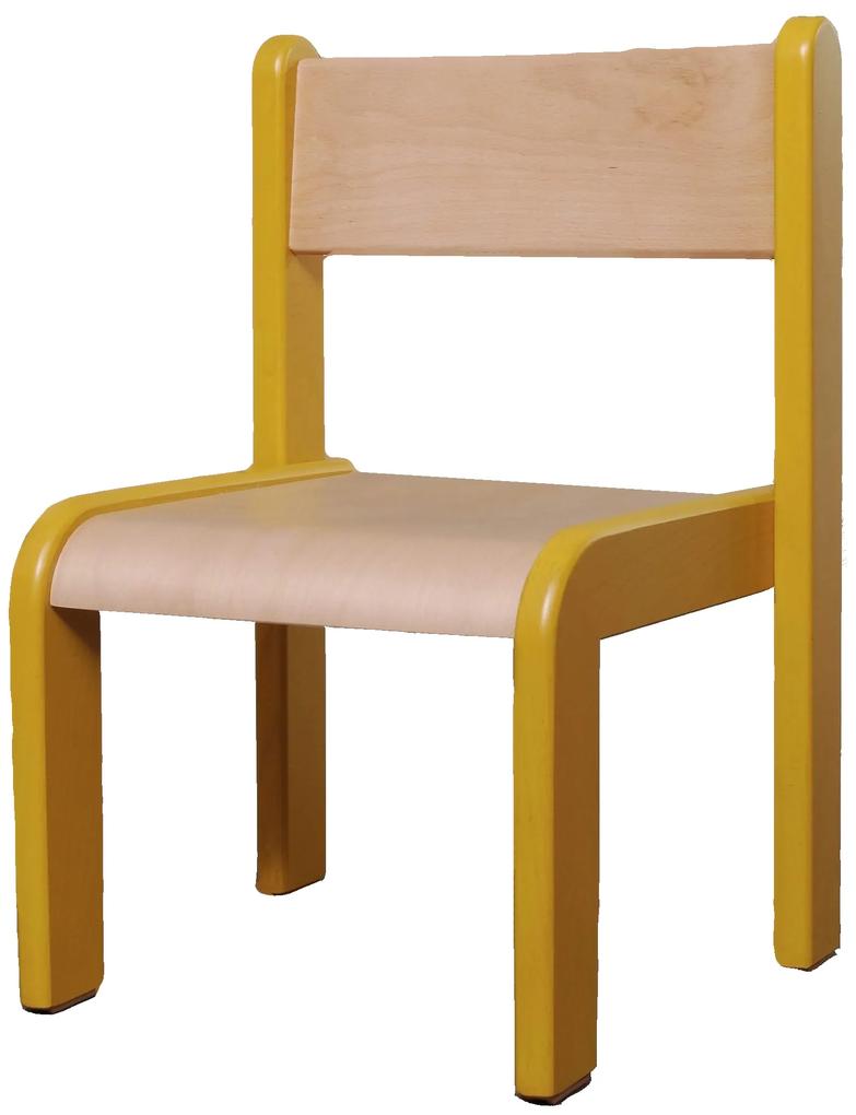 Dětská židlička bez područky 30 cm DE mořená - žluté okraje