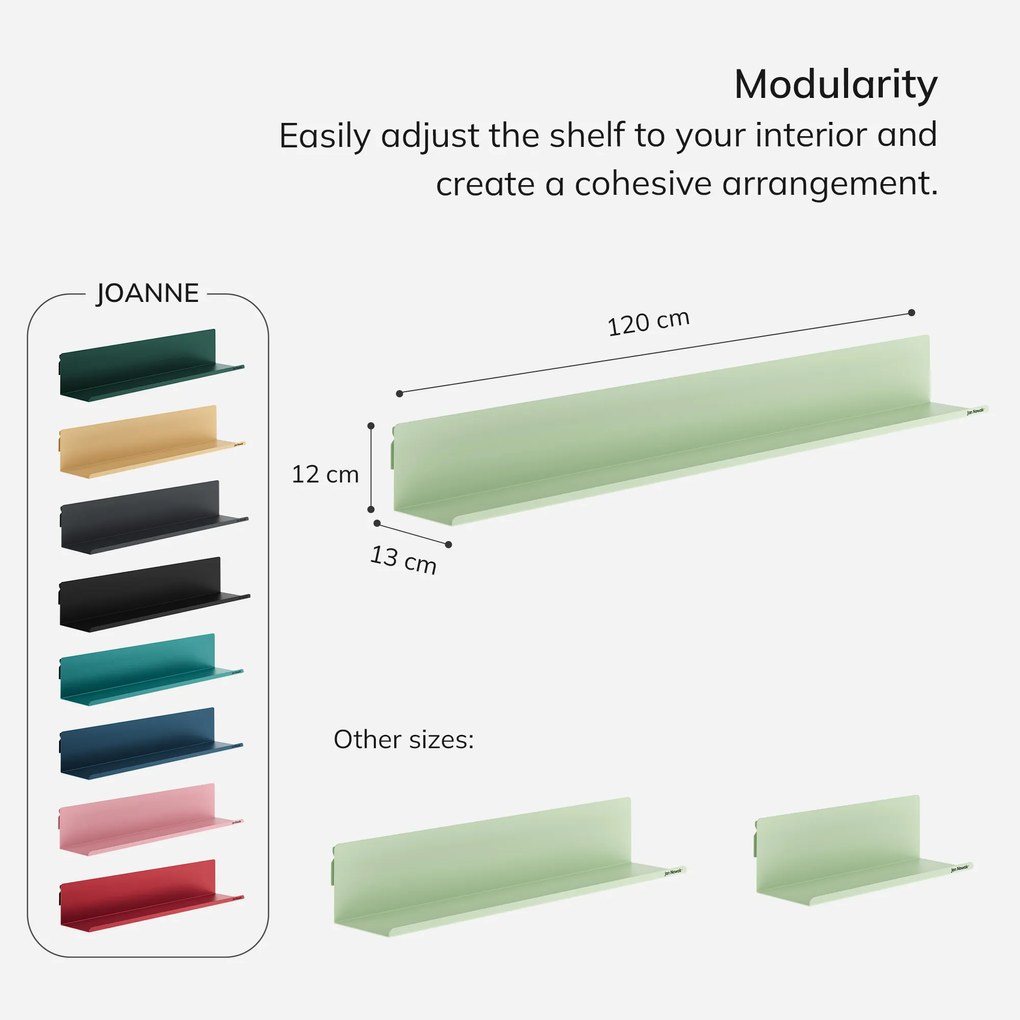 Polička na zeď JOANNE 1200 mm, Fresh Style: pastelová zelená