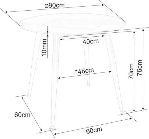 Jídelní stůl Rion - průměr 90 cm, mramor / černá