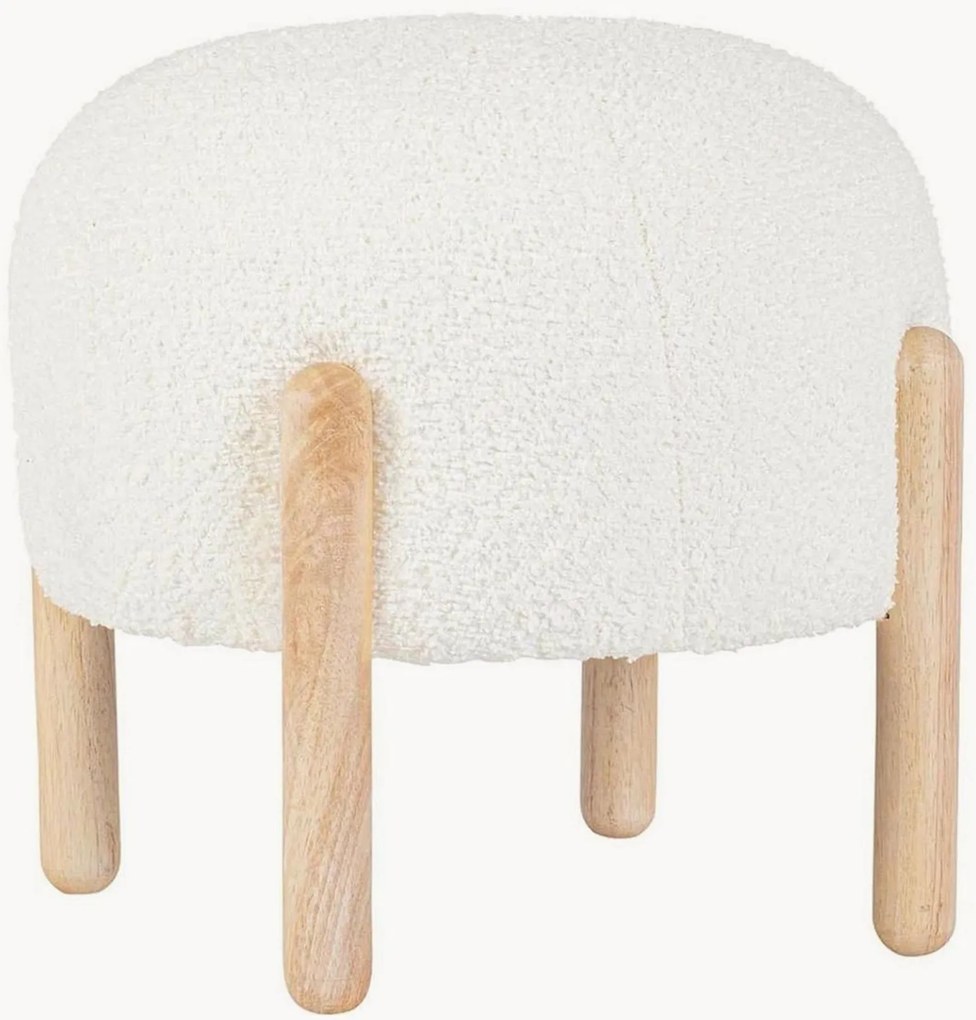 Bouclé puf's dřevěnými nohami Dayla