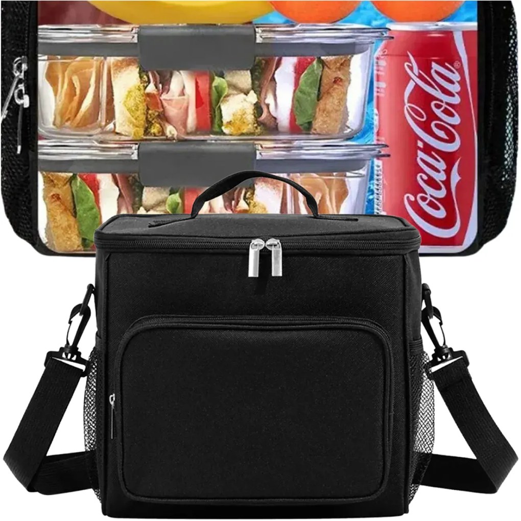 Camerazar Izolovaná termoobědová taška LUNCH BOX velký, nepromokavá tkanina Oxford + EVA, 24 x 26 x 17 cm