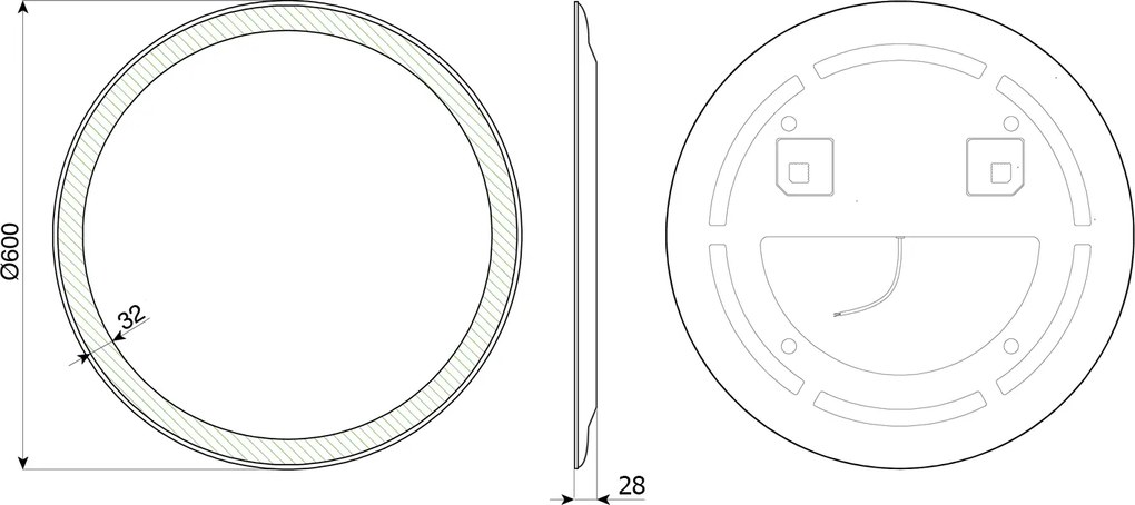 Aqualine Sapho, NOA kulaté zrcadlo s LED osvětlením, průměr 60cm