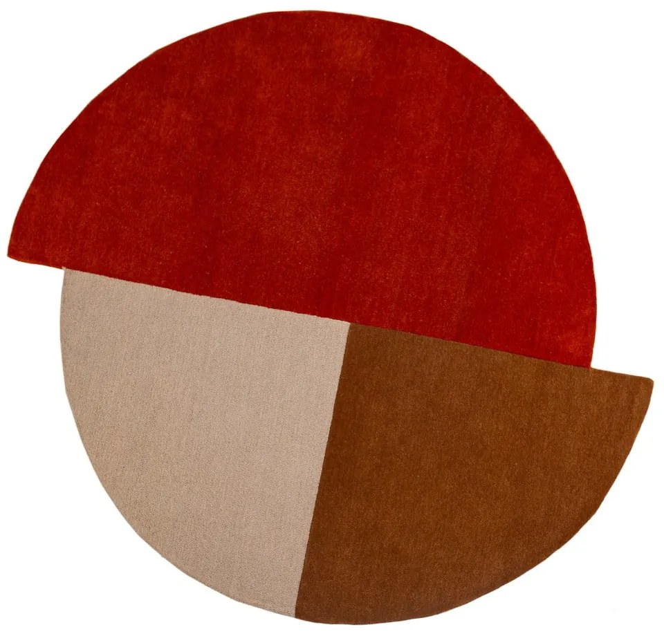 Ručně tkaný vlněný kulatý koberec v cihlové barvě ø 150 cm Mia Segment – Flair Rugs