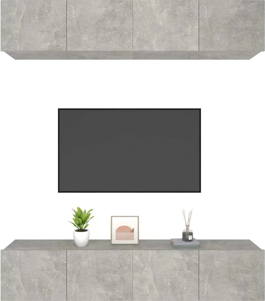 TV skříňky 4 ks betonově šedé 80 x 30 x 30 cm kompozitní dřevo 3114185