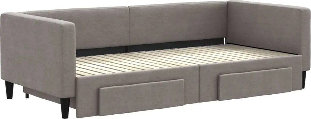 Válenda s přistýlkou a zásuvkami taupe 90 x 200 cm textil 3196617