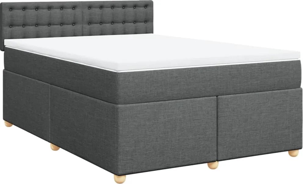 Box spring postel s matrací tmavě šedá 140x200 cm textil 3289018