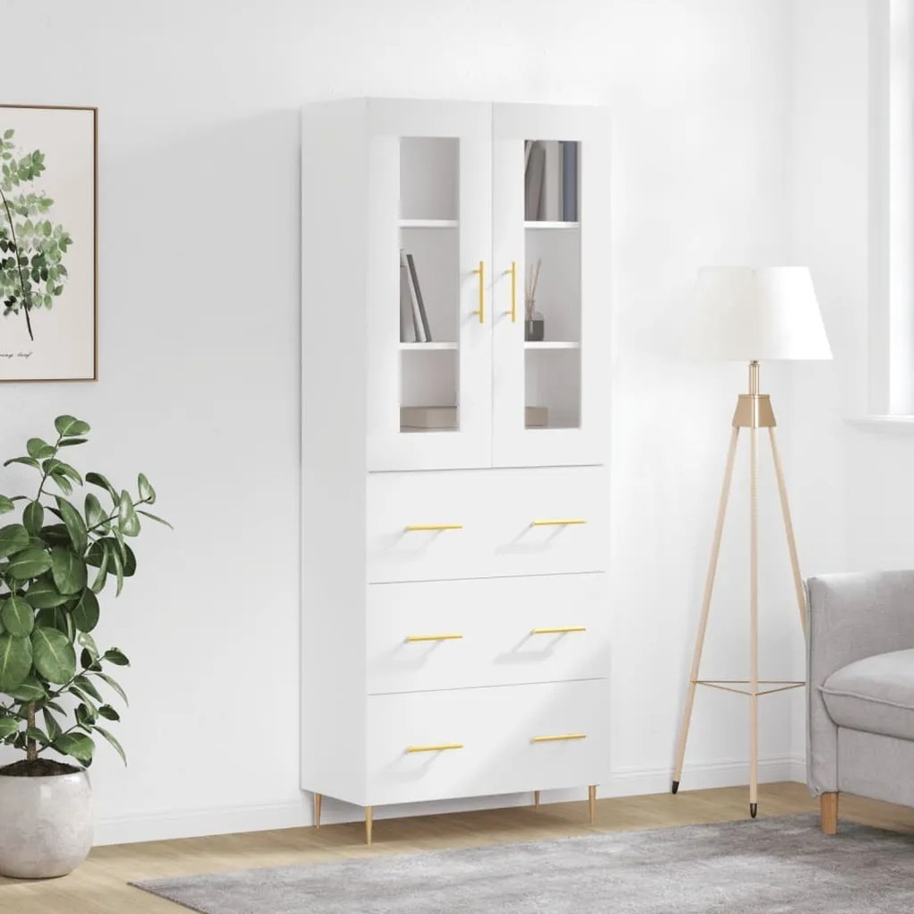 vidaXL Skříň highboard 69,5 x 34 x 180 cm kompozitní dřevo [3198399] Barva: bílá s vysokým leskem