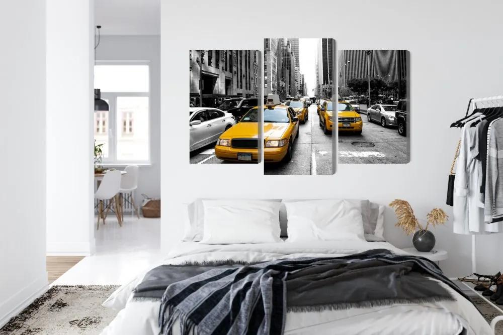 Vícedílný obraz Taxíky V New Yorku Nedostatek Nedostatek Přírodní plátno 150x100