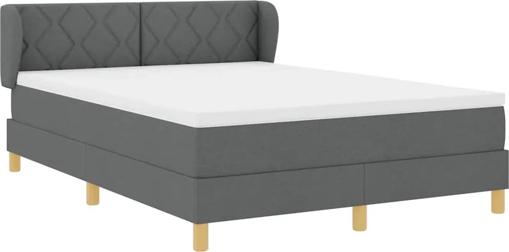 Postel s boxspringem s čelo Tmavě šedá 140 x 200 cm textil 3340277