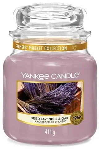 Yankee Candle Svíčka Yankee Candle 411gr - Dried Lavender & Oak, fialová barva, sklo, vosk