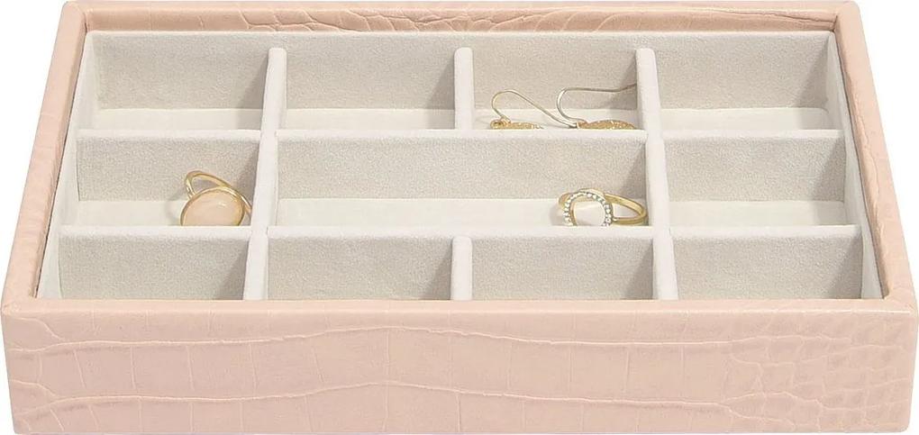 Krabička na šperky Stackers Croc s 11 přihrádkami mini růžová