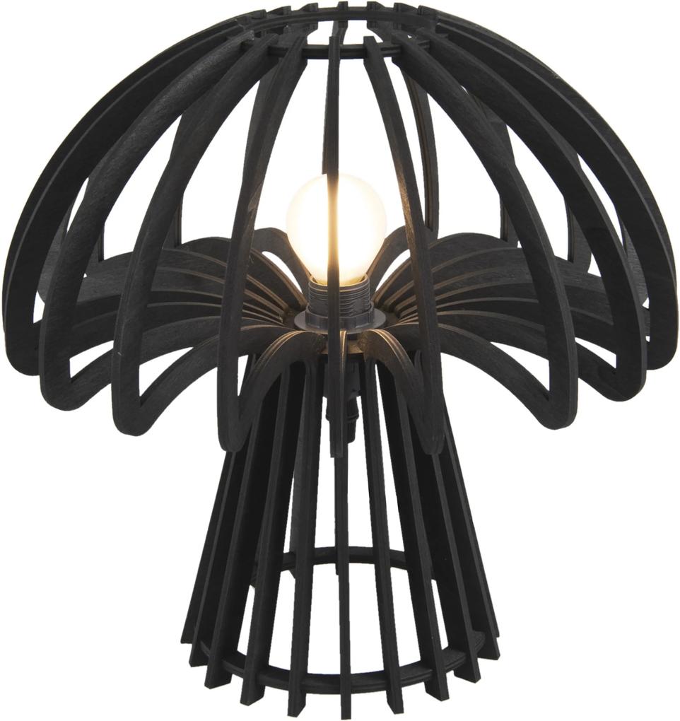LEITMOTIV Dřevěná černá stolní lampa Traditional Mushroom ∅ 28 cm × 29 cm