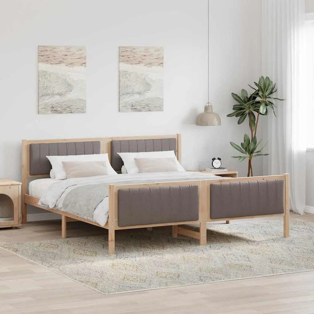 Rám postele Hnědá a taupe 180 x 200 cm Masivní borovicové dřevo 3394306