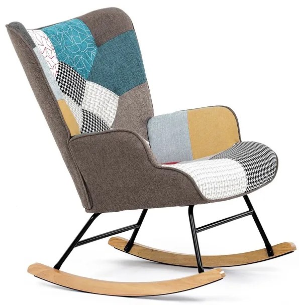 Houpací křeslo VENTURA - patchwork látka Barva: Vícebarevná