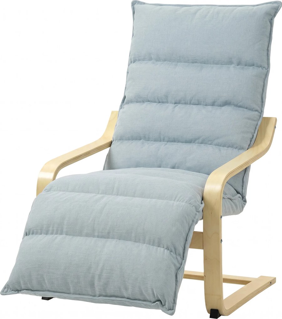 HOMCOM křeslo do obývacího pokoje s nastavitelným podnožkem, sametovým potahem a dřevěným rámem 67x93x105 cm, světle modrá