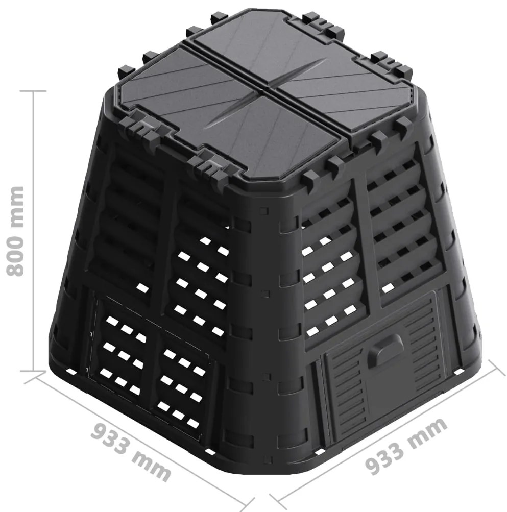 vidaXL Marketos Zahradní kompostér černý 93,3 x 93,3 x 80 cm 480 l
