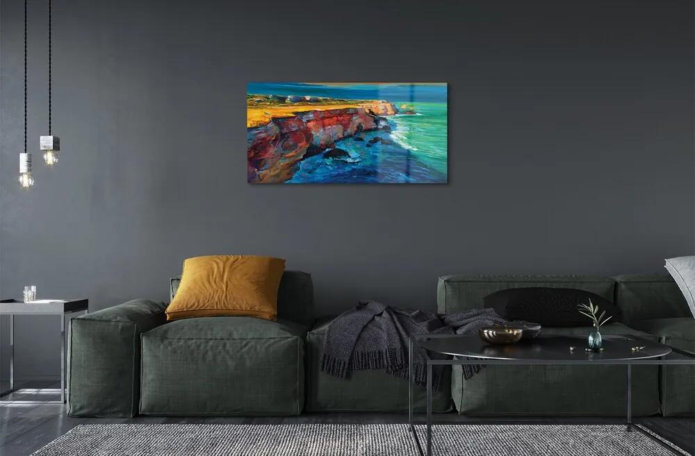 Obraz na skle Mořská oblohy skály 120x60 cm