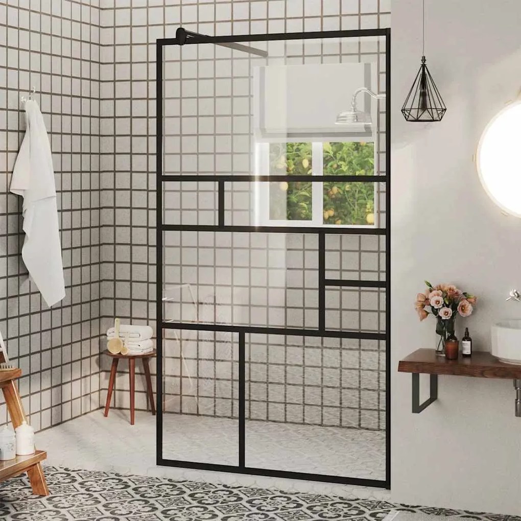Zástěna do průchozí sprchy čiré ESG sklo 90 x 195 cm černá 150753