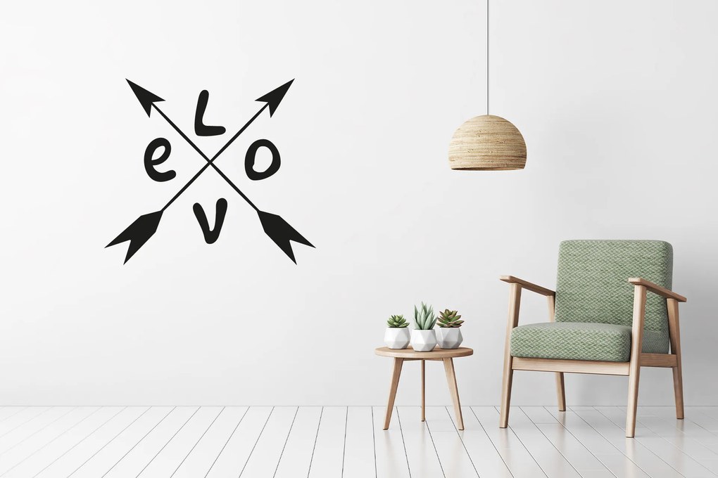 Samolepka na zeď Love - šipky Barevná varianta: Černá, Velikost (šířka x výška): 20x17cm
