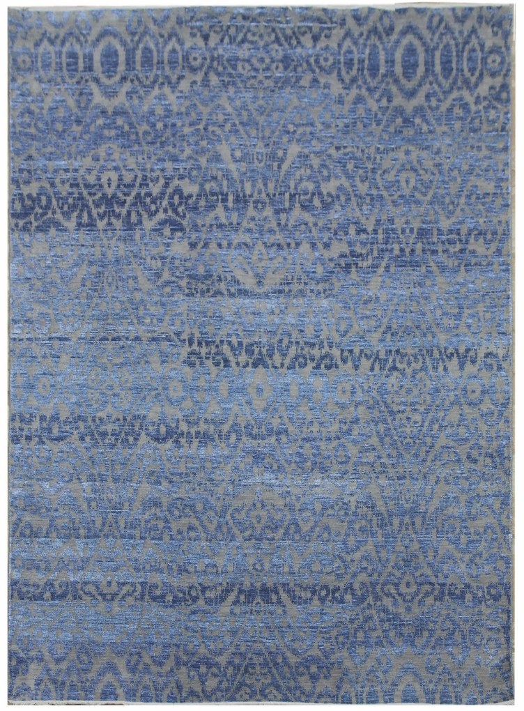 Diamond Carpets India, Ručně vázaný kusový koberec Diamond DC-EKT 6 Silver/light blue, 140x200, modrá, chodba / předsíň