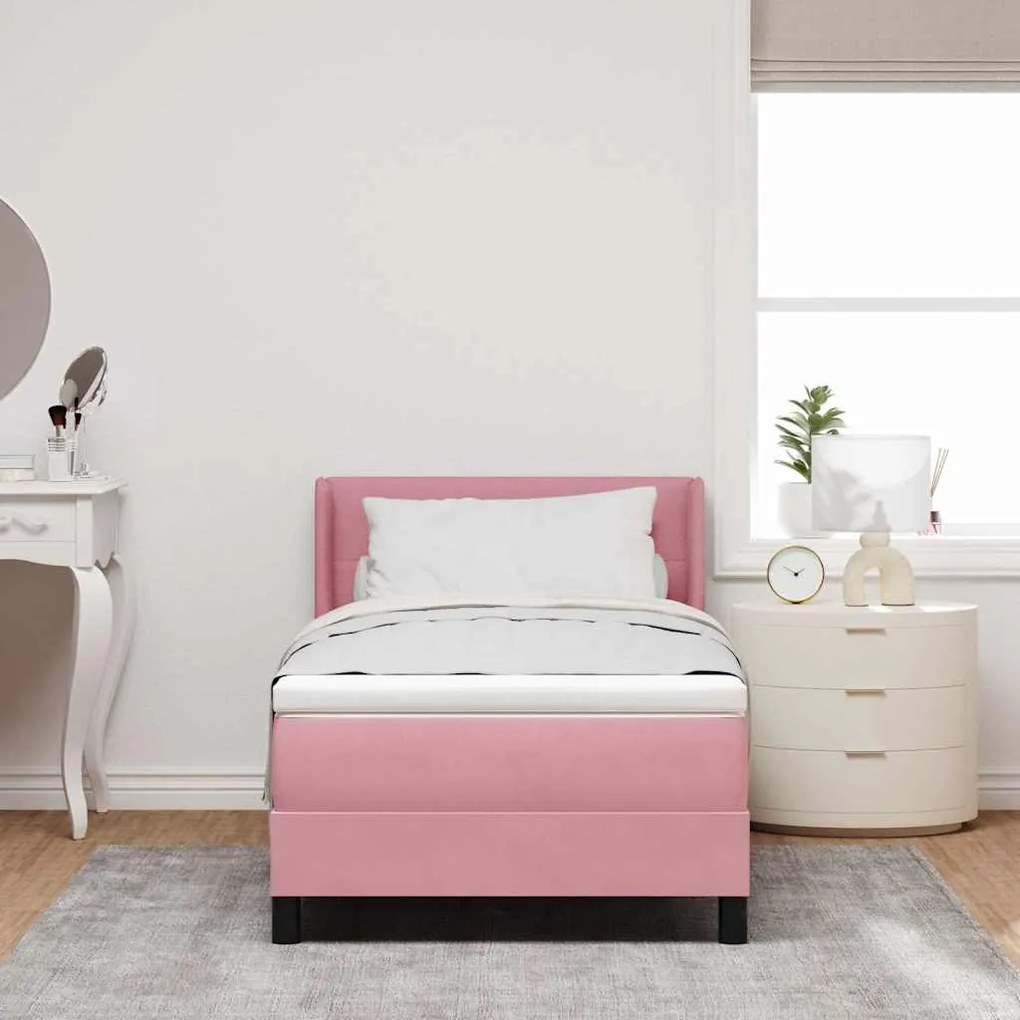 Postel s boxspringem s čelo Růžová 200 x 80 cm samet 3341443