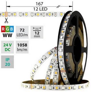 LED pásek McLED 24V RGBW WW teplá bílá 12mm IP20 17,3W/m ML-128.633.60.0 (5m)