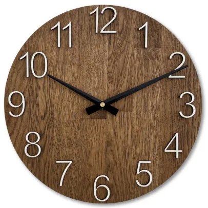 Minimalistické nástěnné hodiny z dubového dřeva I SENTOP MAS016-OSMO-3073-heads-black