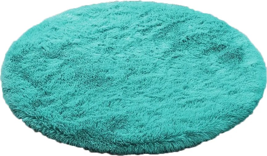 Tyrkysový kulatý huňatý koberec Lana Rozměr: 80 cm
