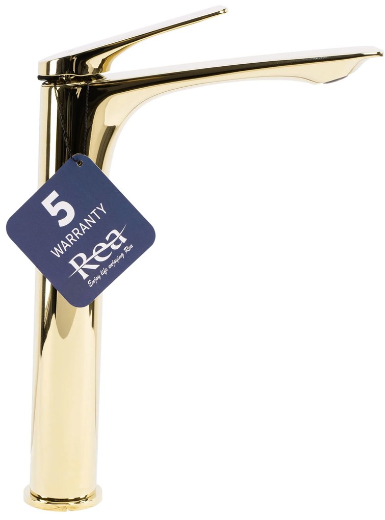 Rea Avalon, vysoká umyvadlová baterie h-305, zlatá matná, REA-B1127