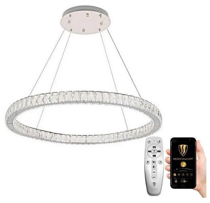 NEDES LED Stmívatelný lustr na lanku LED/100W/230V 3000-6500K stříbrná + DO ND3552